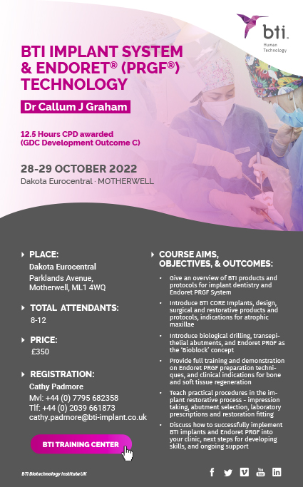 BTI Implant System & Endoret® (PRGF®) technology – BTI Training Center