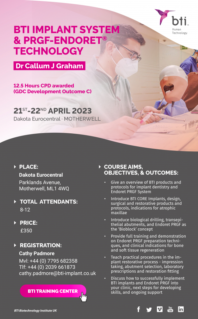 BTI Implant System & Endoret® (PRGF®) technology – BTI Training Center